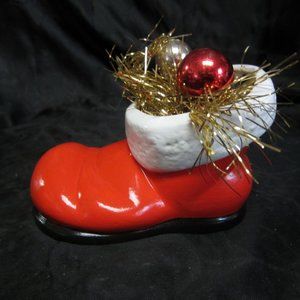 Handmade | Holiday | Vintage 8s Ceramic Santa Boot Hand Painted Red ...